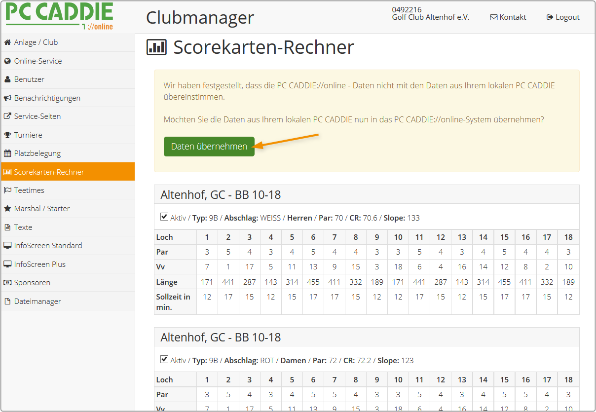 PC CADDIE://online Club manager [PCCaddie]